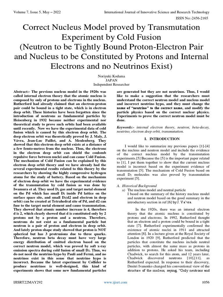Keywords:-Internal Electron Theory, Neutron, Beta-Decay | PDF ...