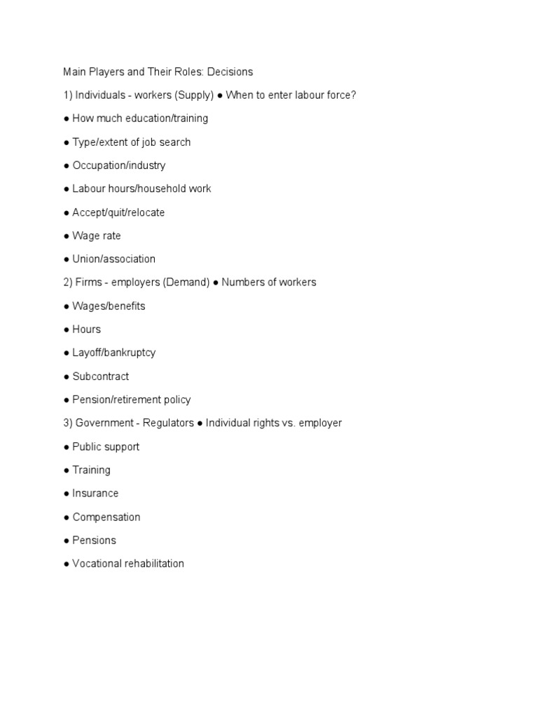Main Players and Their Roles | PDF