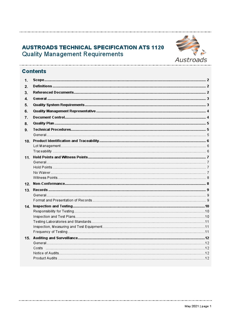 ATS-1120-21 Quality Management Requirements | PDF | Iso 9000 ...