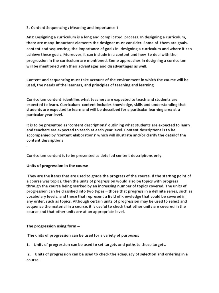 Content Sequencing Meaning and Importance | PDF | Curriculum | Learning