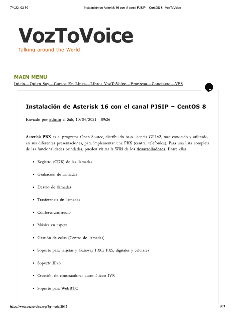 Instalación de Asterisk 16 Con El Canal PJSIP - CentOS 8 | PDF