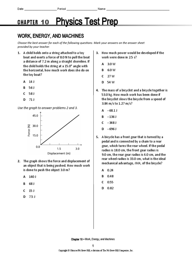 Physics Test Prep: Work, Energy, and Machines | PDF | Lever | Classical ...