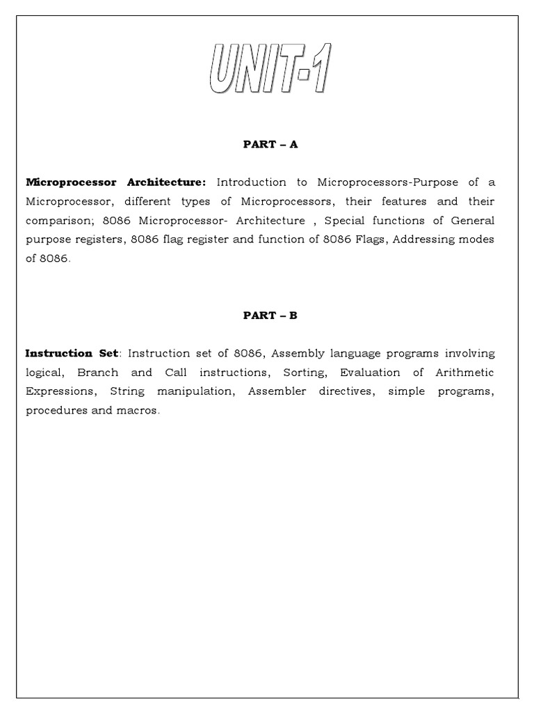 8086 Microprocessor Architecture & Instruction Set | PDF | Central Processing Unit | Pointer ...