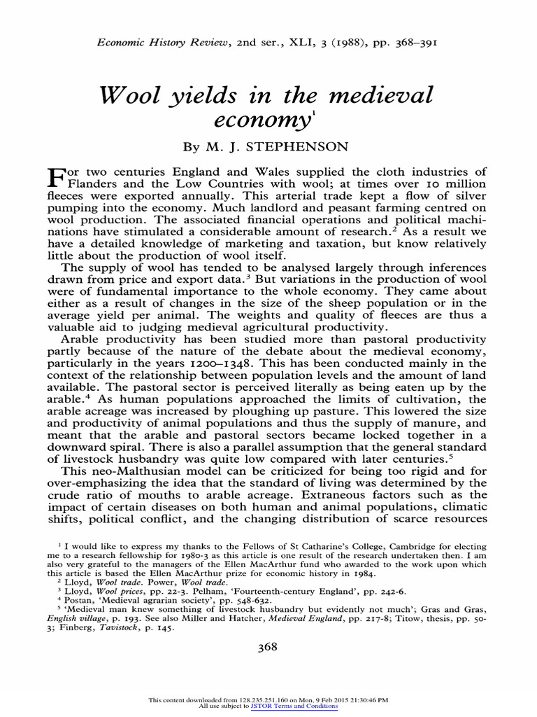 Wool Medieval Yields | PDF | Wool | Sheep