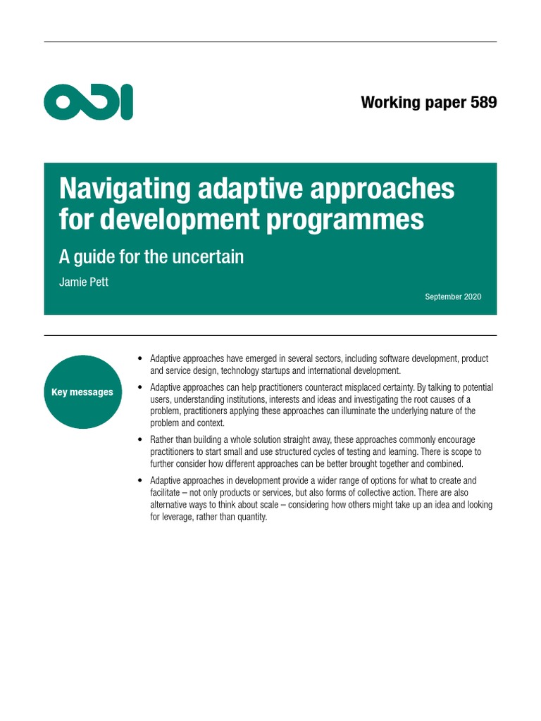Navigating Adaptive Approaches For Development Programmes: A Guide For ... Navigating Adaptive Approaches For Development Programmes: A Guide For ...
