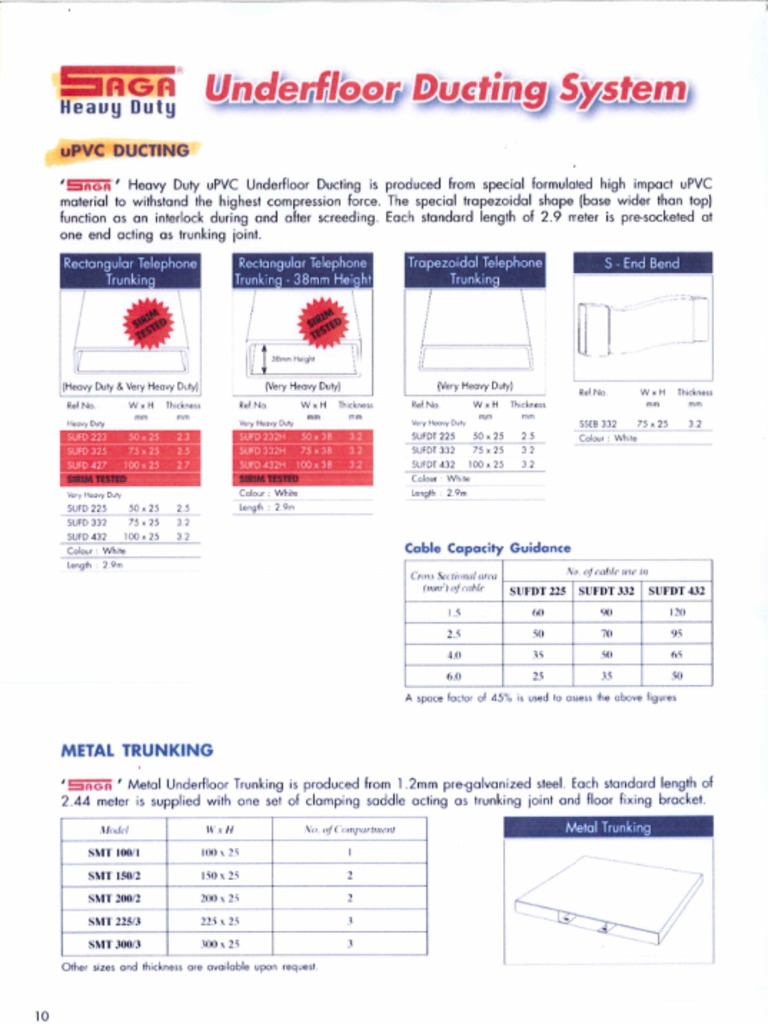 Saga - Underfloor White Trunking | PDF