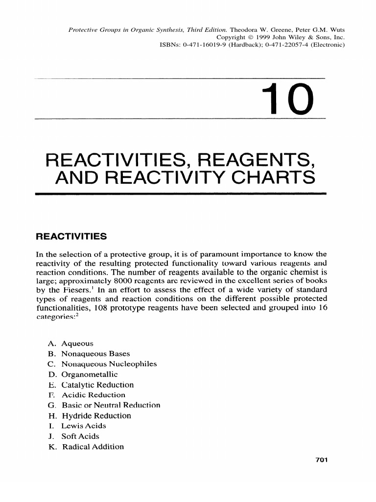 Reactivities, Reagents, and Reactivity Charts | PDF | Chemical ...