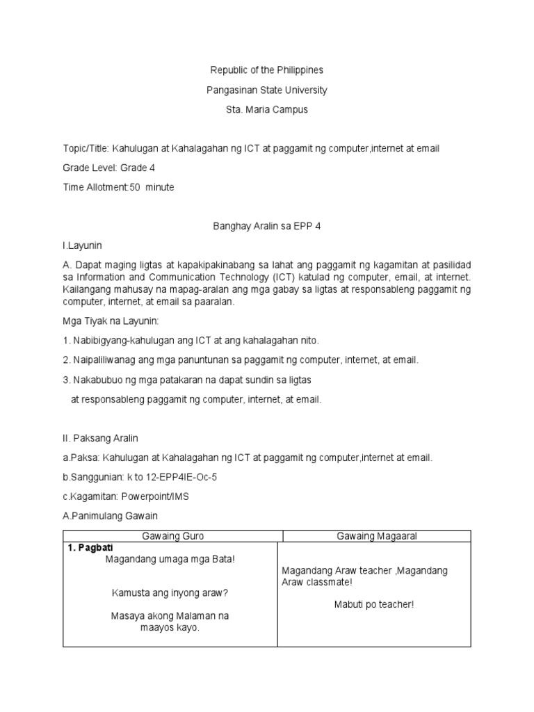 Tupag Erika Dlp In Epp Ict Pdf