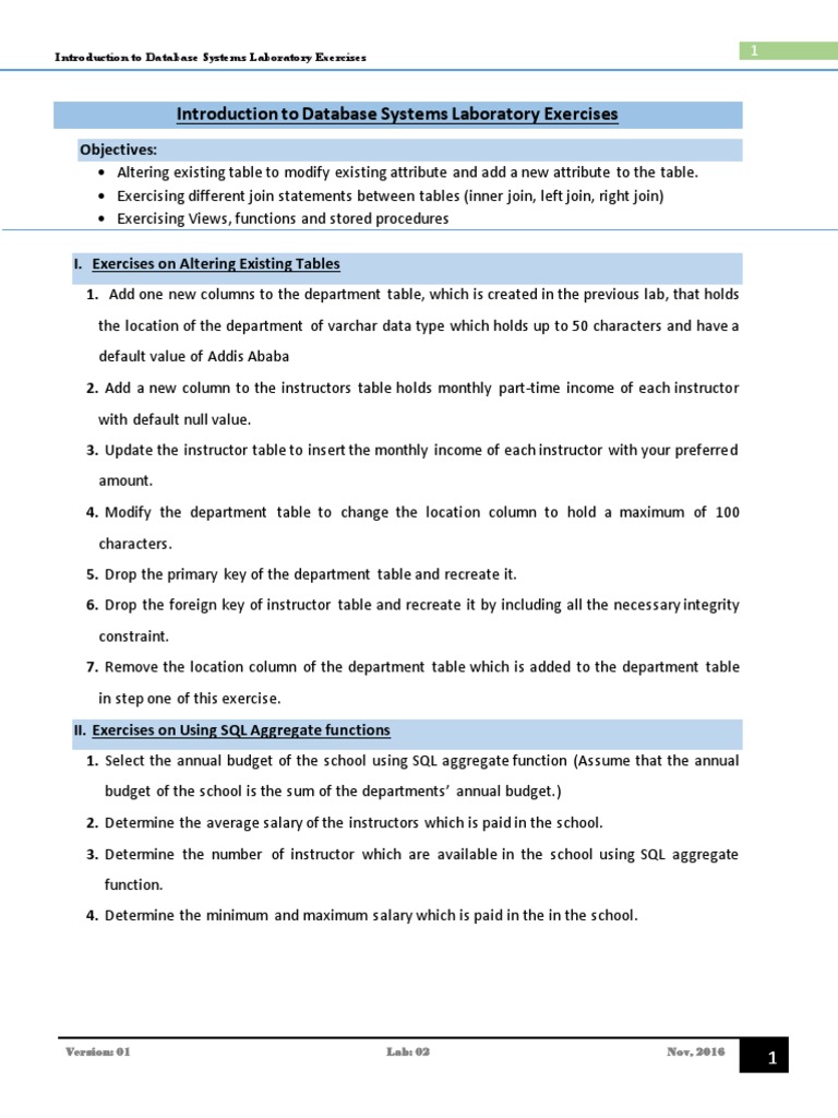 Database Systems Laboratory Exercises Lab2 | PDF | Information Science | Data Management
