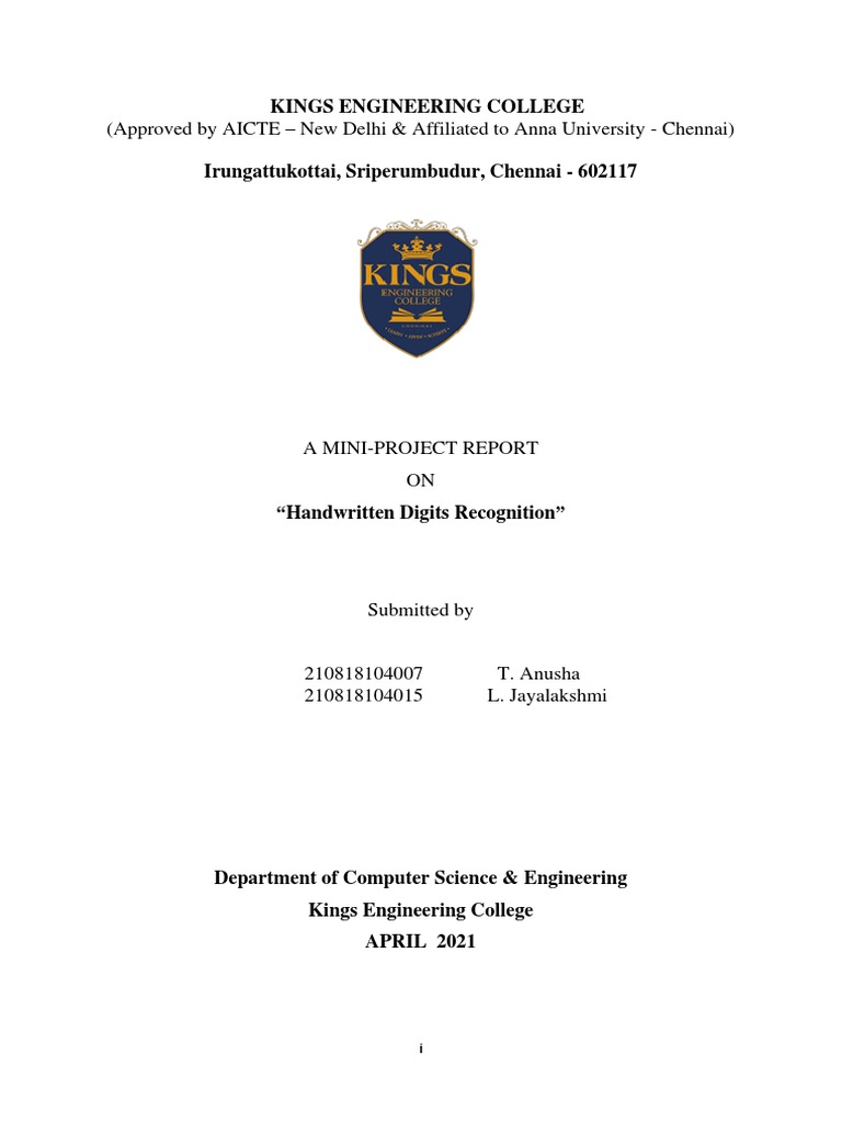 Handwritten Digits Recognition | PDF | Optical Character Recognition ...