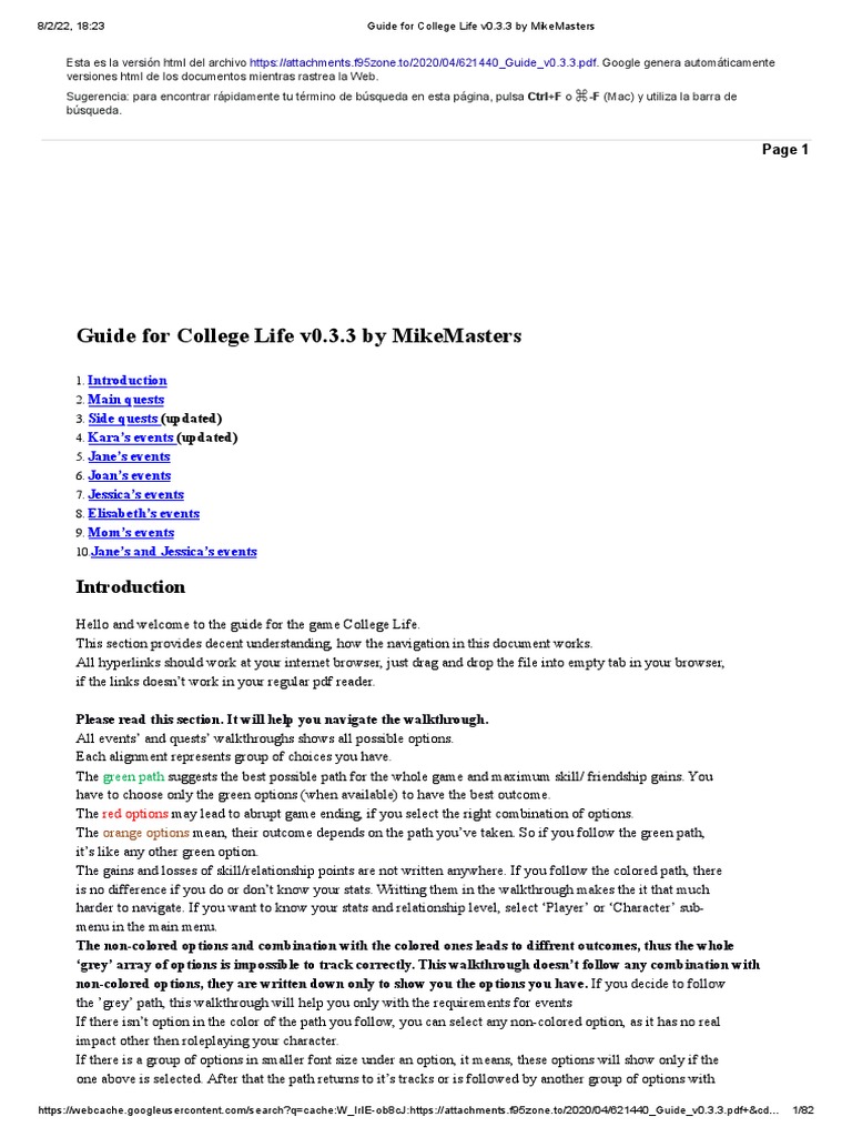Guide For College Life v0.3.3 by MikeMasters | Descargar gratis PDF | Html