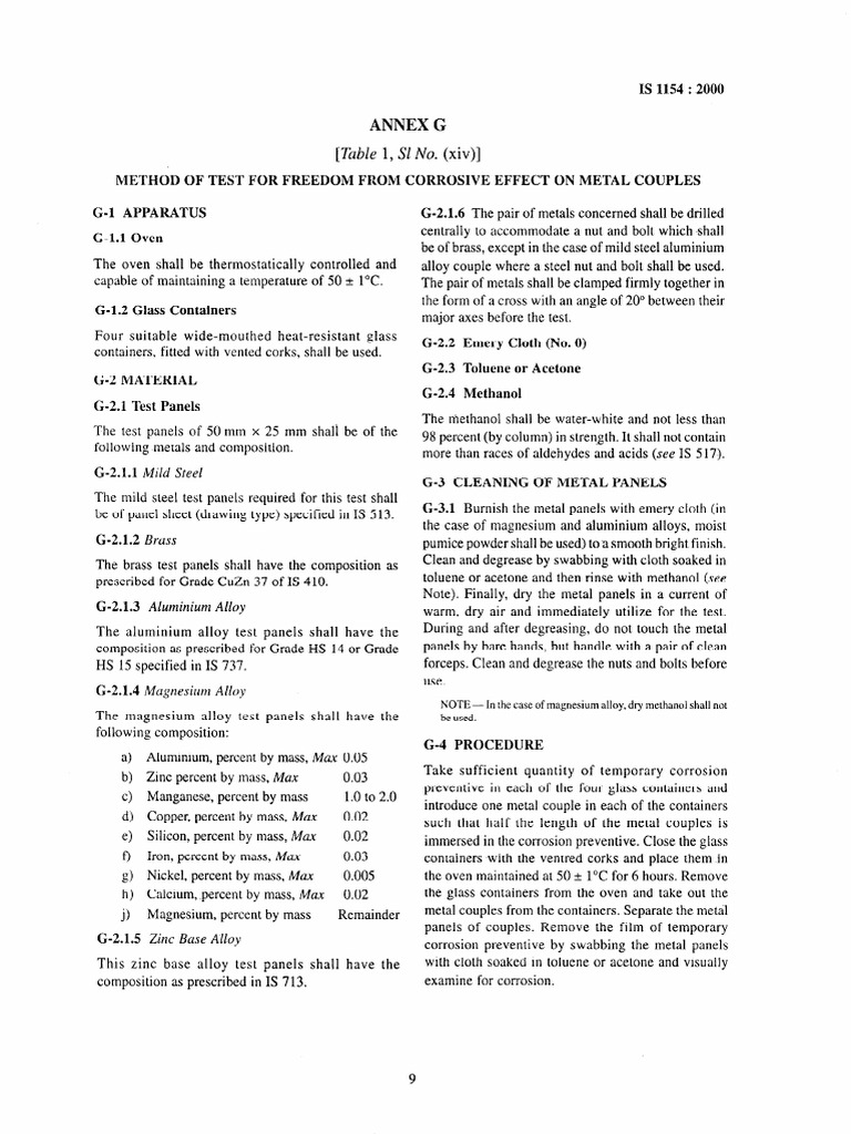 Annex G (Table 1, SZ No.: A) B) 4 4 FL G) H) | PDF | Magnesium | Metals