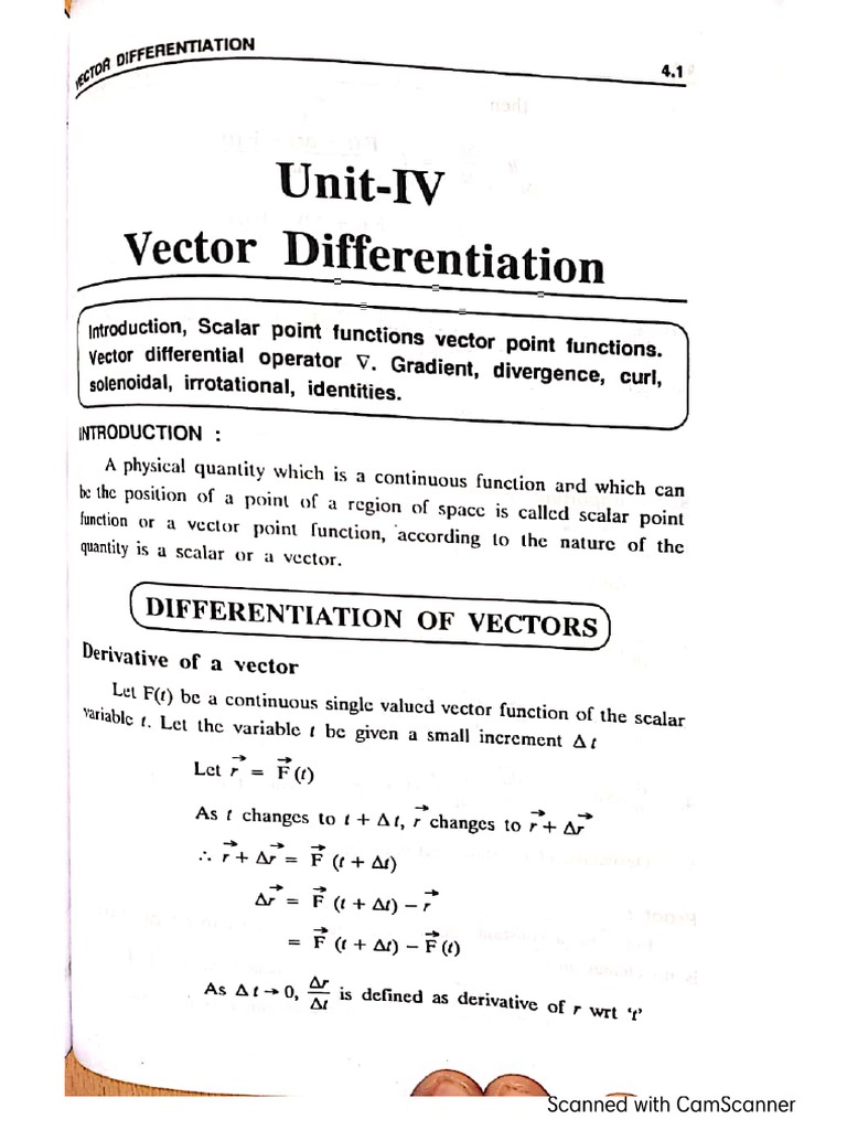 Unit 4 Vector Differentiation | PDF