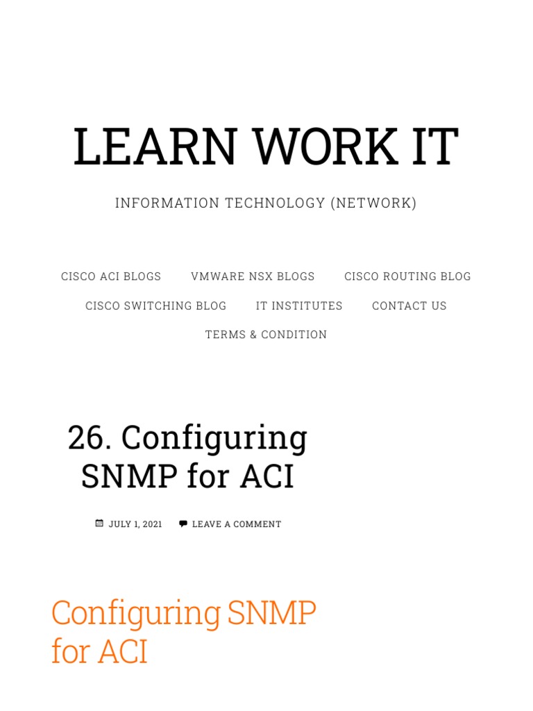 Configuring SNMP For ACI - LEARN WORK IT | PDF | Internet | Network Protocols