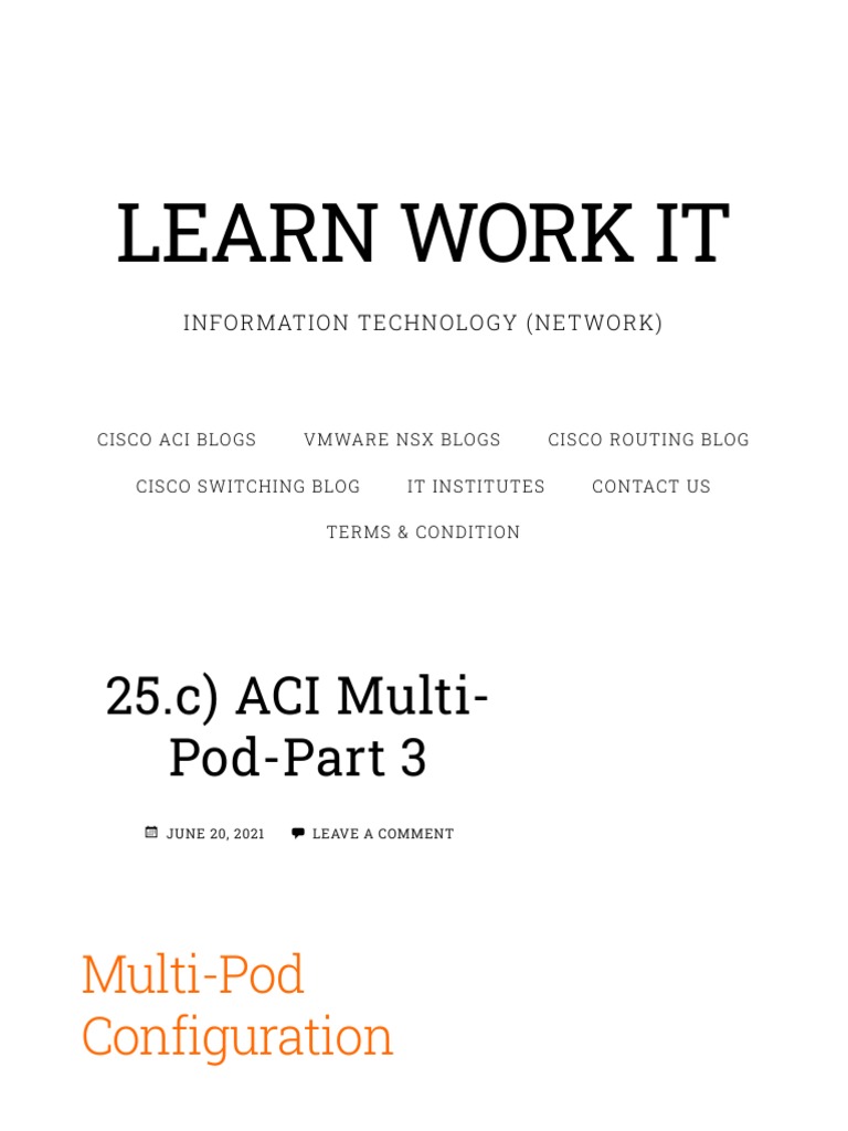 25.c) ACI Multi-Pod-Part 3 - LEARN WORK IT | PDF | Computing | Computer ...