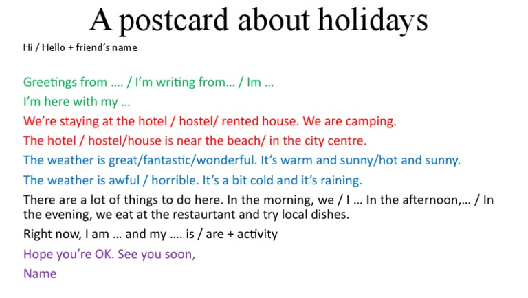 Holiday Postcard Writing Guide | PDF | Language Arts & Discipline