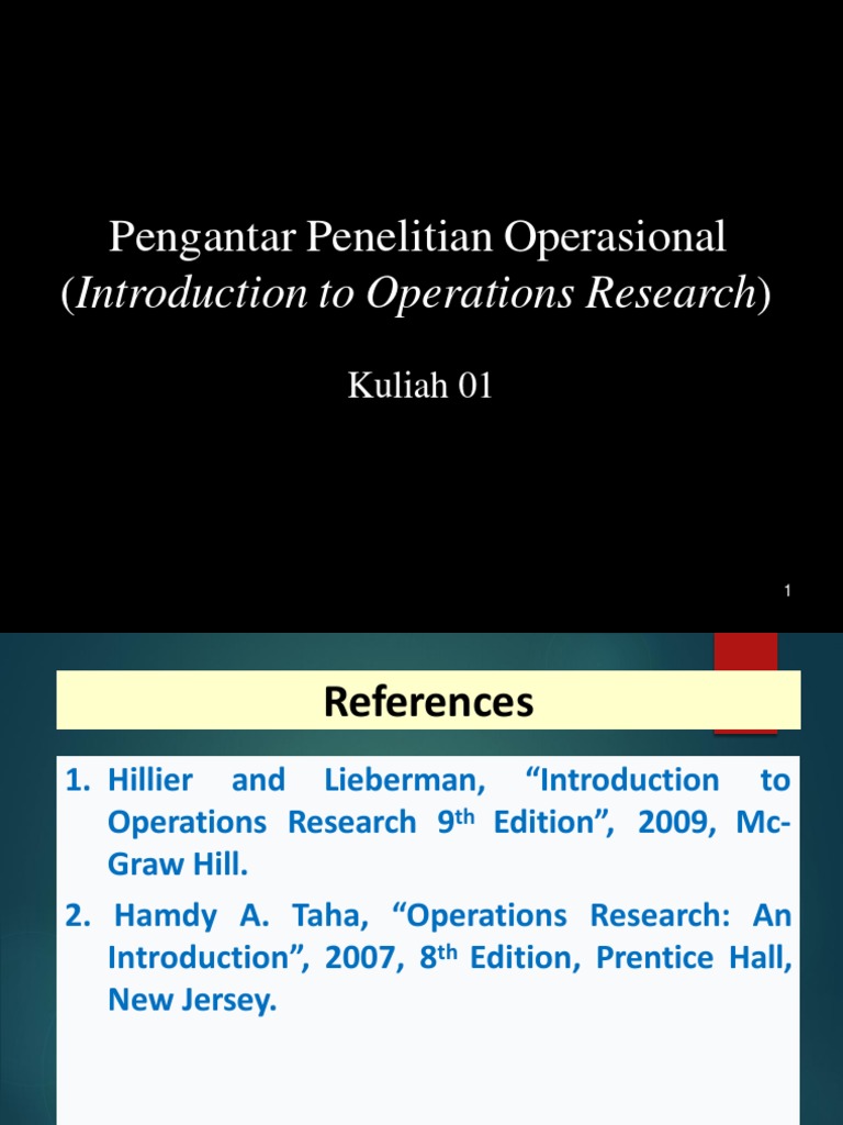 Penelitian Operasional I - Kuliah 01 | PDF