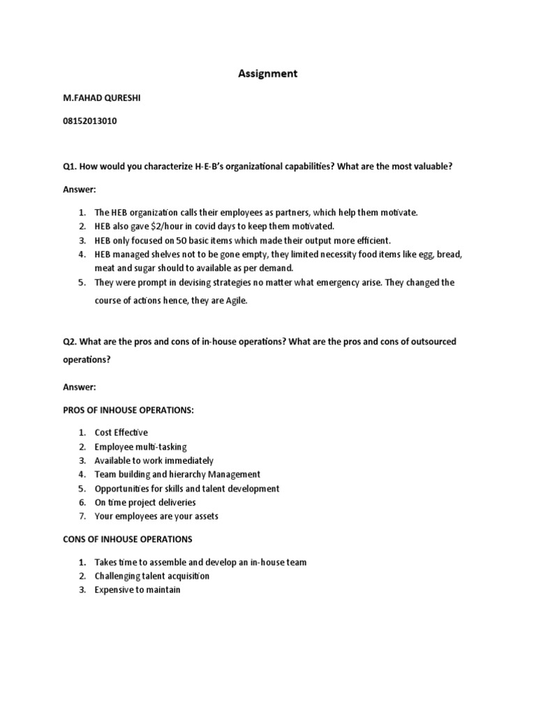 Assignment IB | PDF | Outsourcing | Business