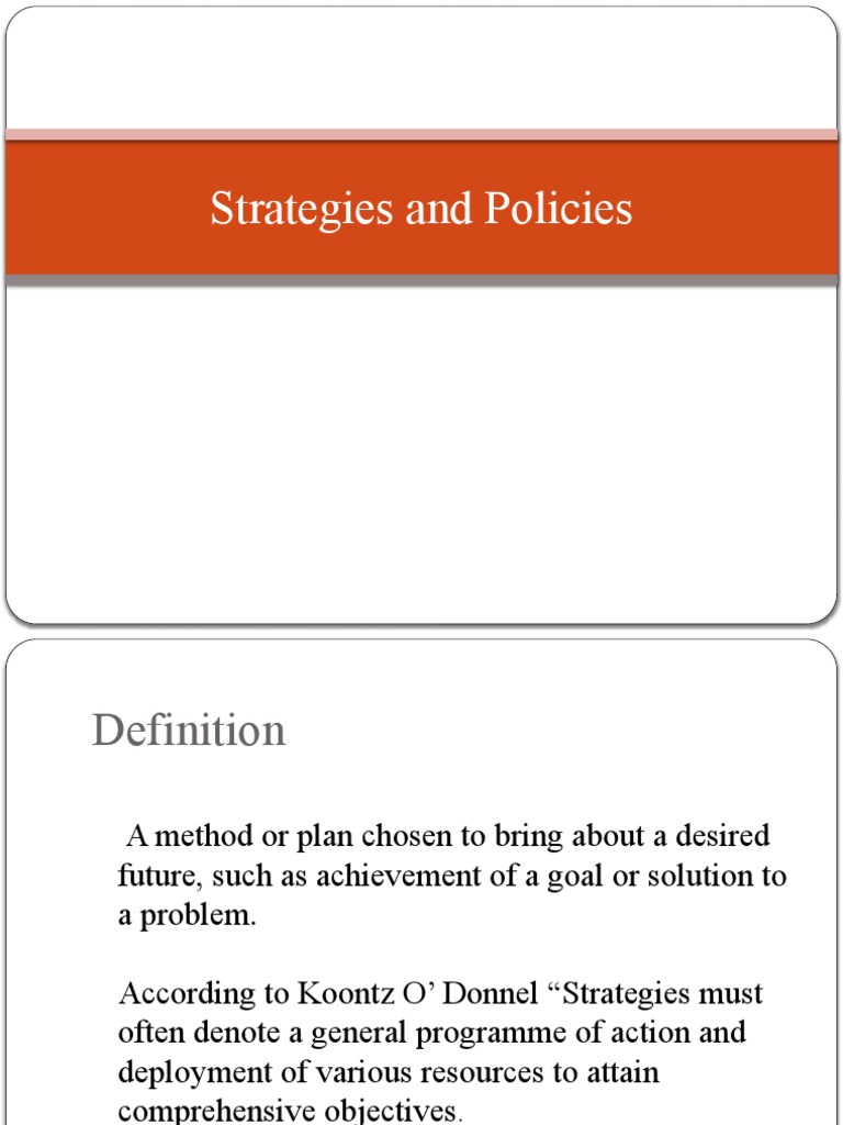 Strategies and Policies | PDF | Strategic Management | Strategic Planning