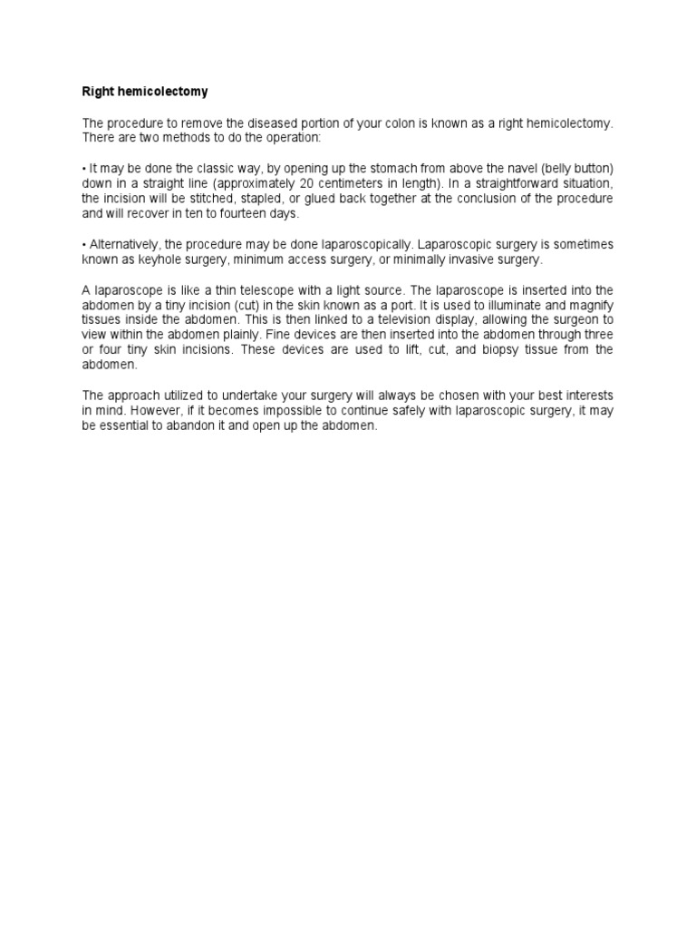 Right Hemicolectomy Pdf Surgery Cancer