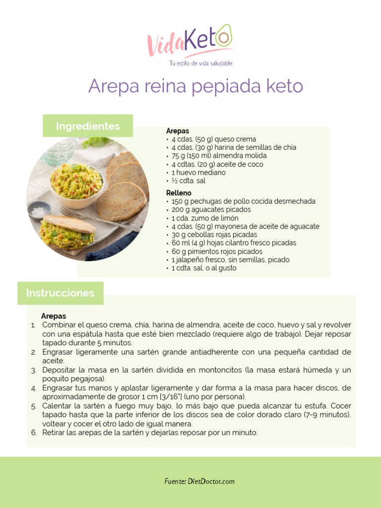 Arepa Reina Pepiada Keto | PDF | Cilantro | Relleno