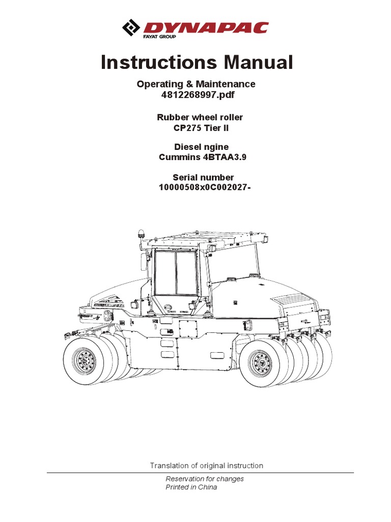 Dynapac CP275 Tier II Manual | PDF | Truck | Engines