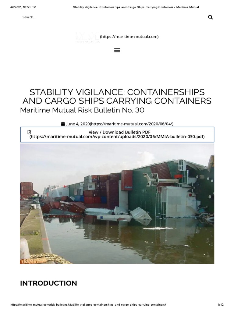 Stability Vigilance Containerships and Cargo Ships Carrying Containers ...