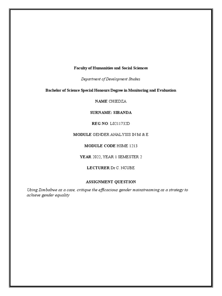 Gender Assignment Bridget | PDF | Gender | Gender Studies