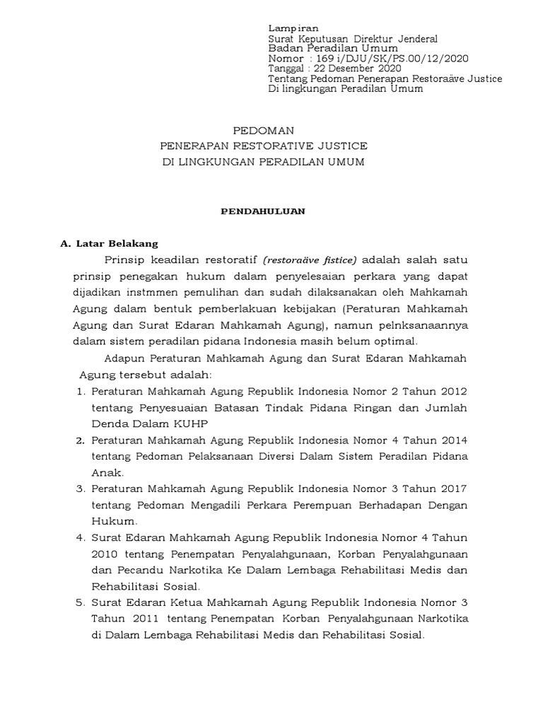 Pedoman Restorative Justice | PDF | Ilmu Sosial