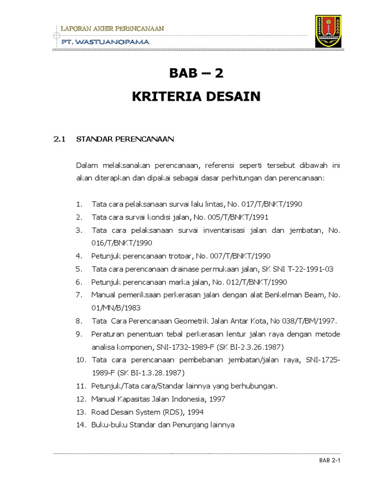 5 Bab 02 Kritteria Desain | PDF | Teknologi & Rekayasa