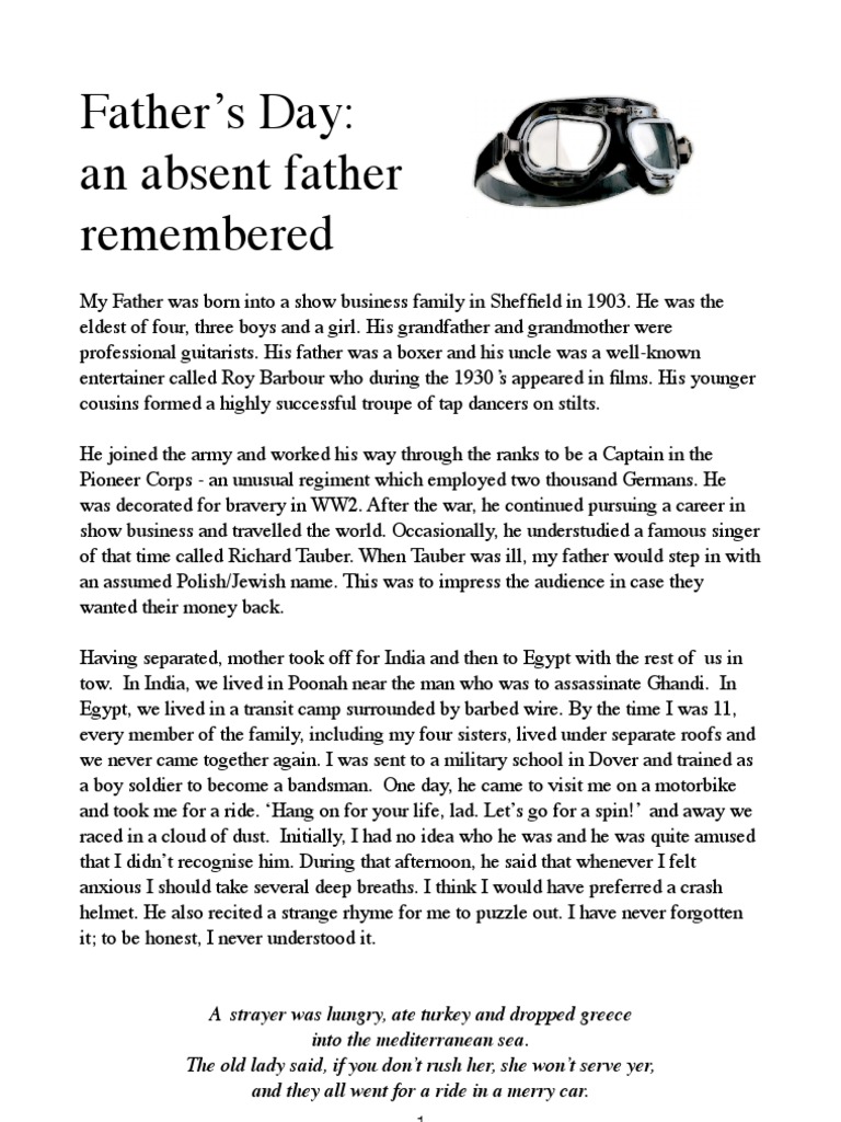 Father's Day: An Absent Father Remembered | PDF | Armed Conflict