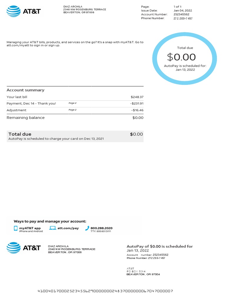 Att Final Bill | PDF | Payments | Banking