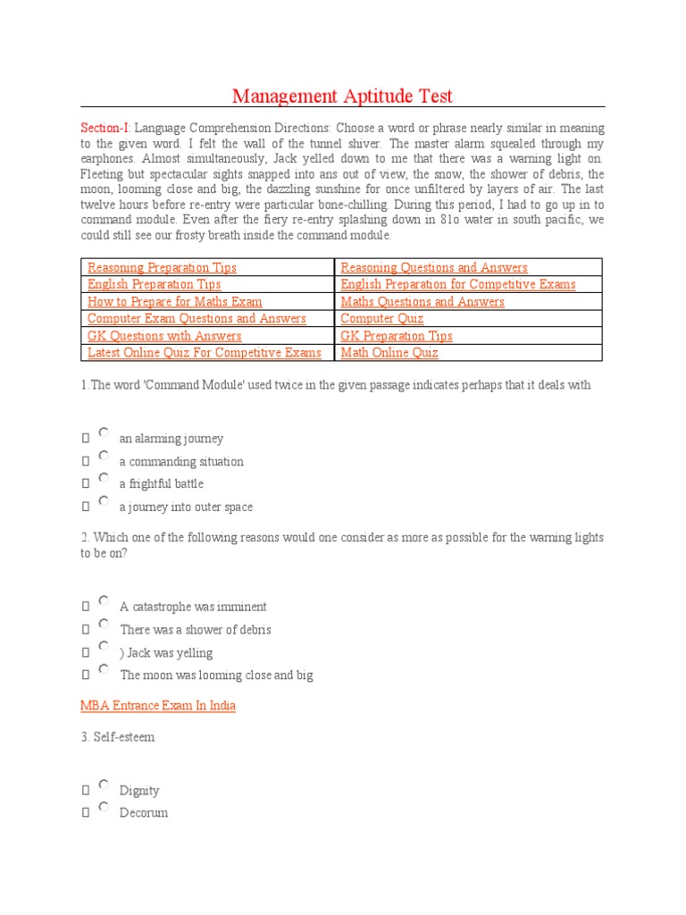 Management Aptitude Test Overview | PDF