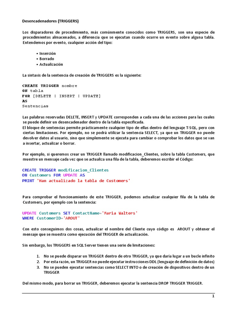 Triggers | PDF | SQL | Bases de datos