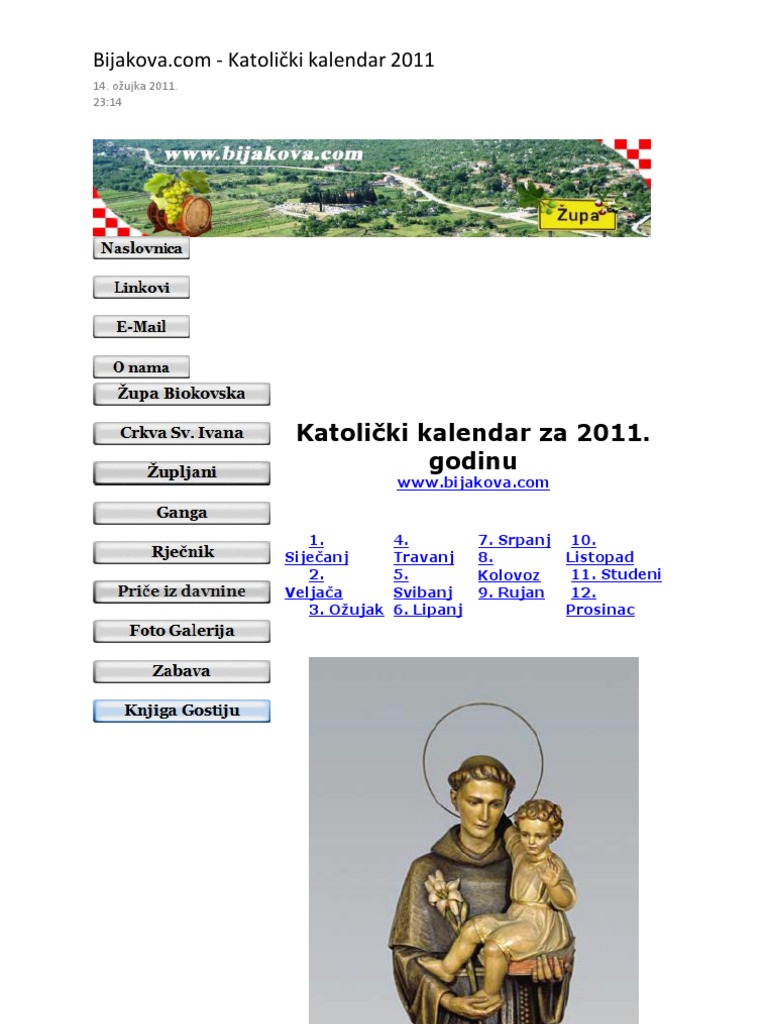 Katolički Kalendar 2011 | PDF