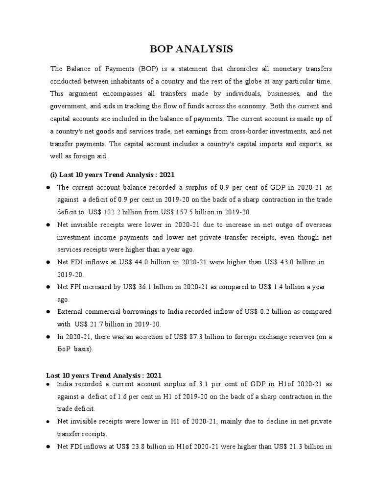 Bop Analysis: (I) Last 10 Years Trend Analysis: 2021 | PDF | Balance Of ...