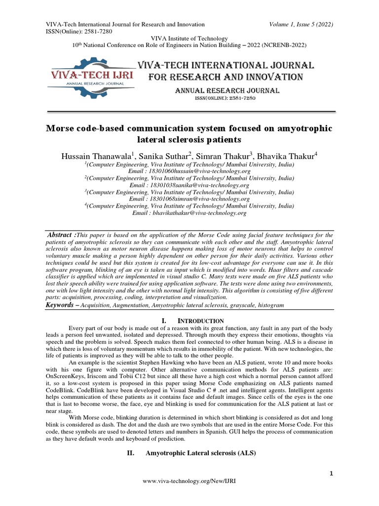 Morse Code-Based Communication System Focused On Amyotrophic Lateral ... Morse Code-Based Communication System Focused On Amyotrophic Lateral ...