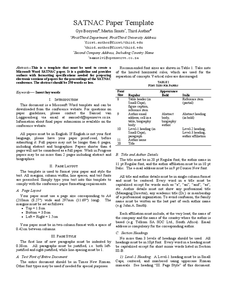 SATNAC Paper Template: Gys Booysen, Martin Smuts, Third Author | PDF ...