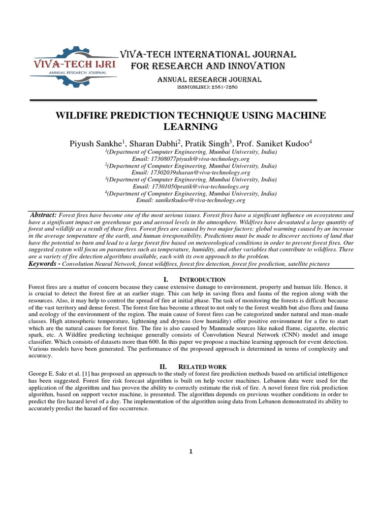 Wildfire Prediction Technique Using Machine Learning | PDF