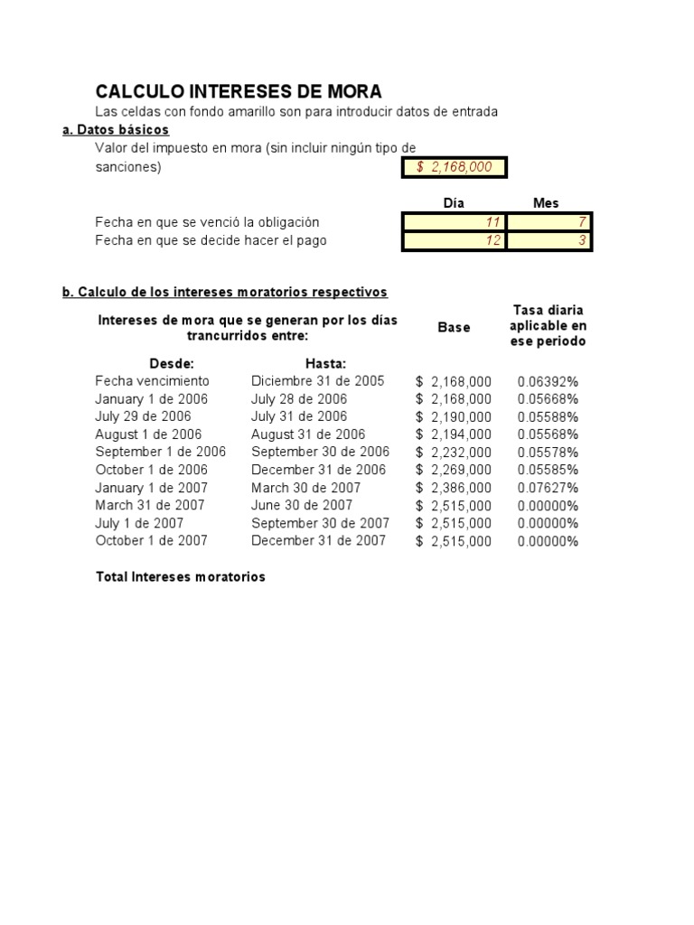 Cálculo de Intereses Moratorios | PDF | Economias | Economía (general)
