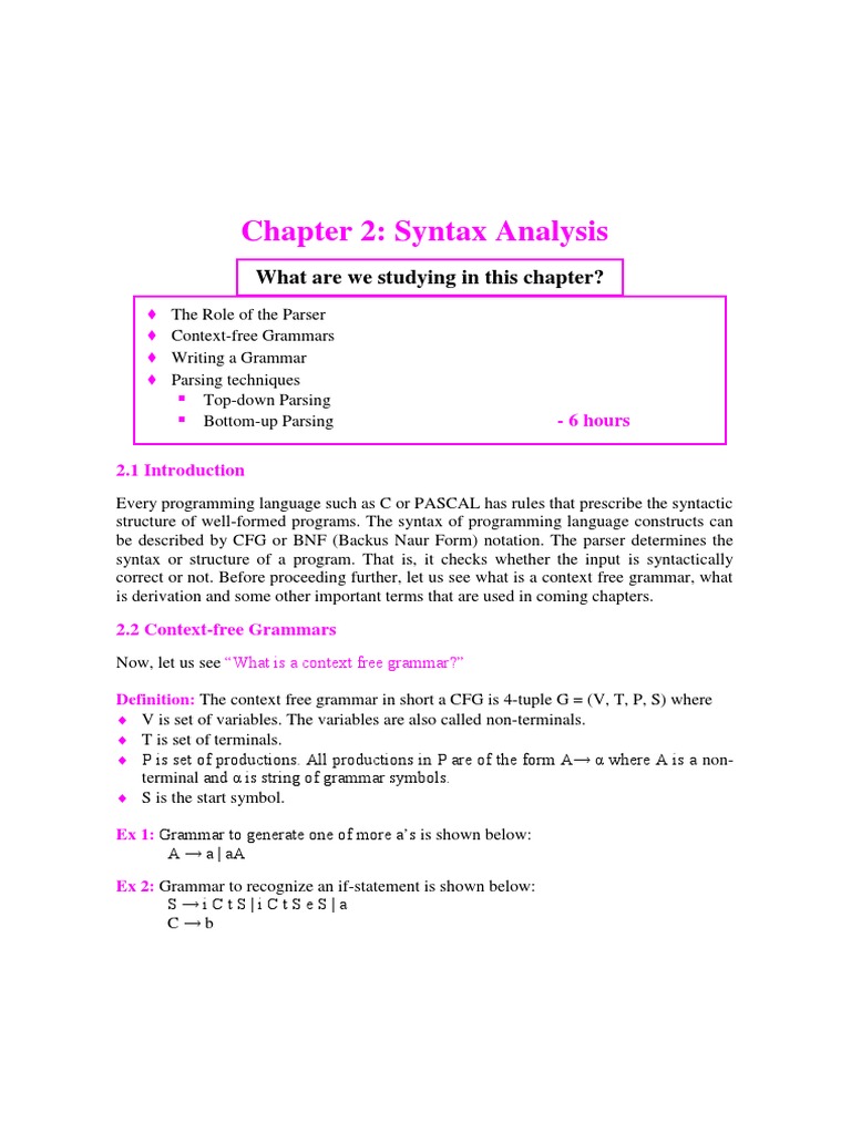 Module-3 Syntax Analyzer | PDF | Parsing | Syntax (Logic)