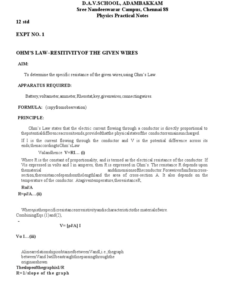Physics Practical Notes: Determining Resistance of Galvanometer | PDF ...