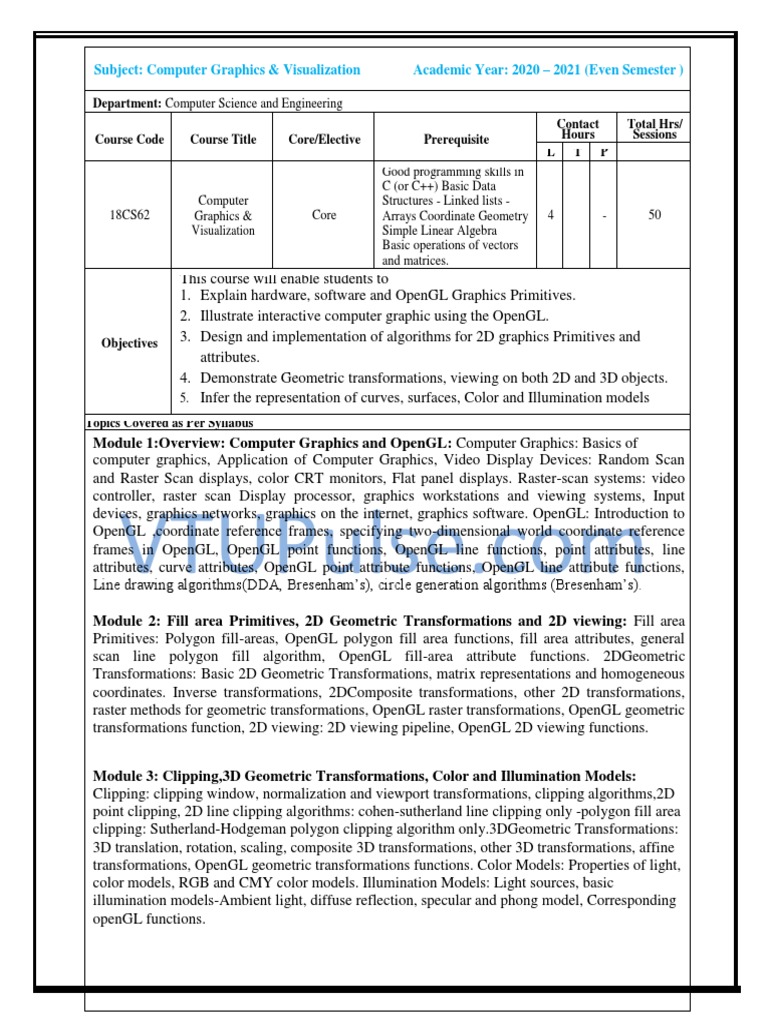 CG Module-1 | PDF | Computer Graphics | 2 D Computer Graphics