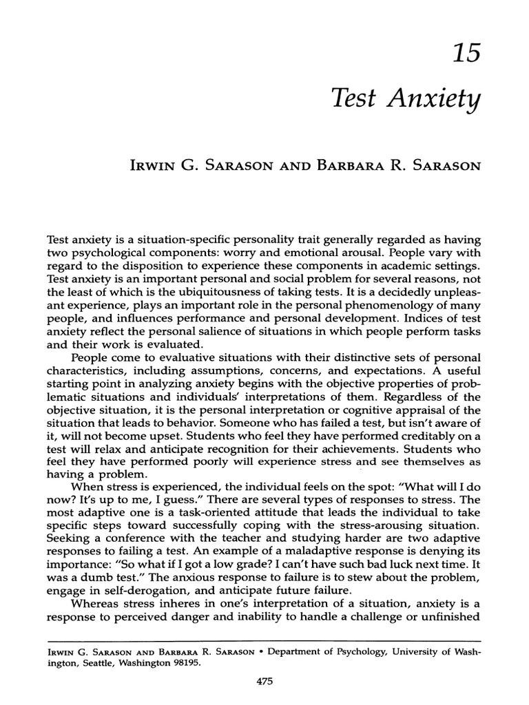 Test Anxiety: Irwin | PDF | Anxiety | Thought