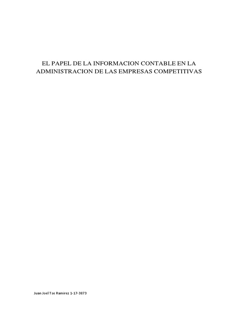 El Papel De La Informacion Contable En La Administracion De Las