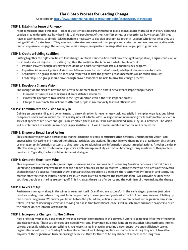 The 8-Step Process For Leading Change | PDF | Leadership | Power ...