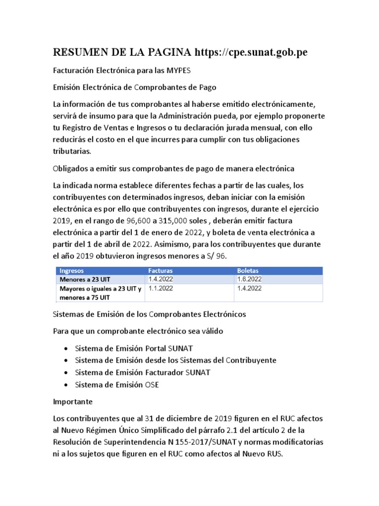 Resumen Https://cpe - Sunat.gob - Pe | PDF | Pagos