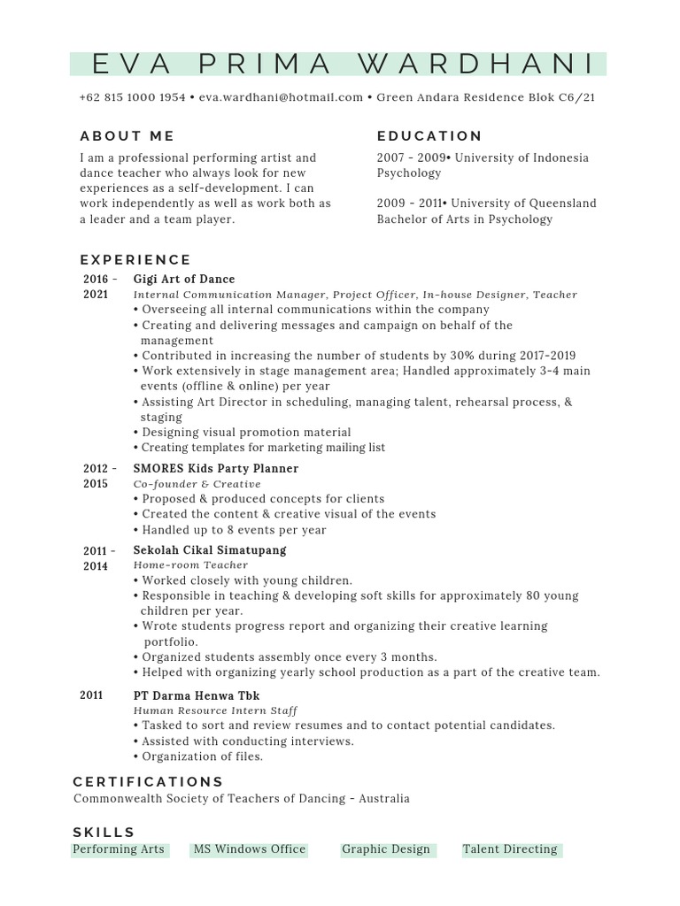 CV - Eva Prima | PDF