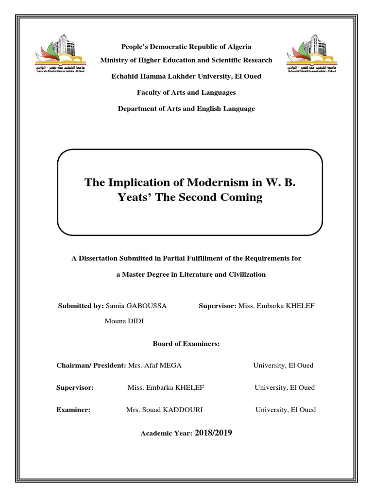 Modernism in W. B. Yeats' The Second Coming: An Analysis of the ...