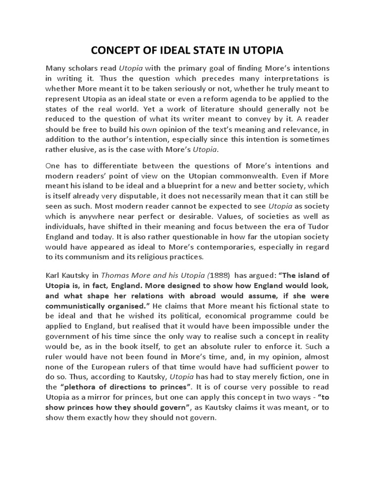 Concept of Ideal State in Utopia | PDF | Utopia | Utopia (Book)